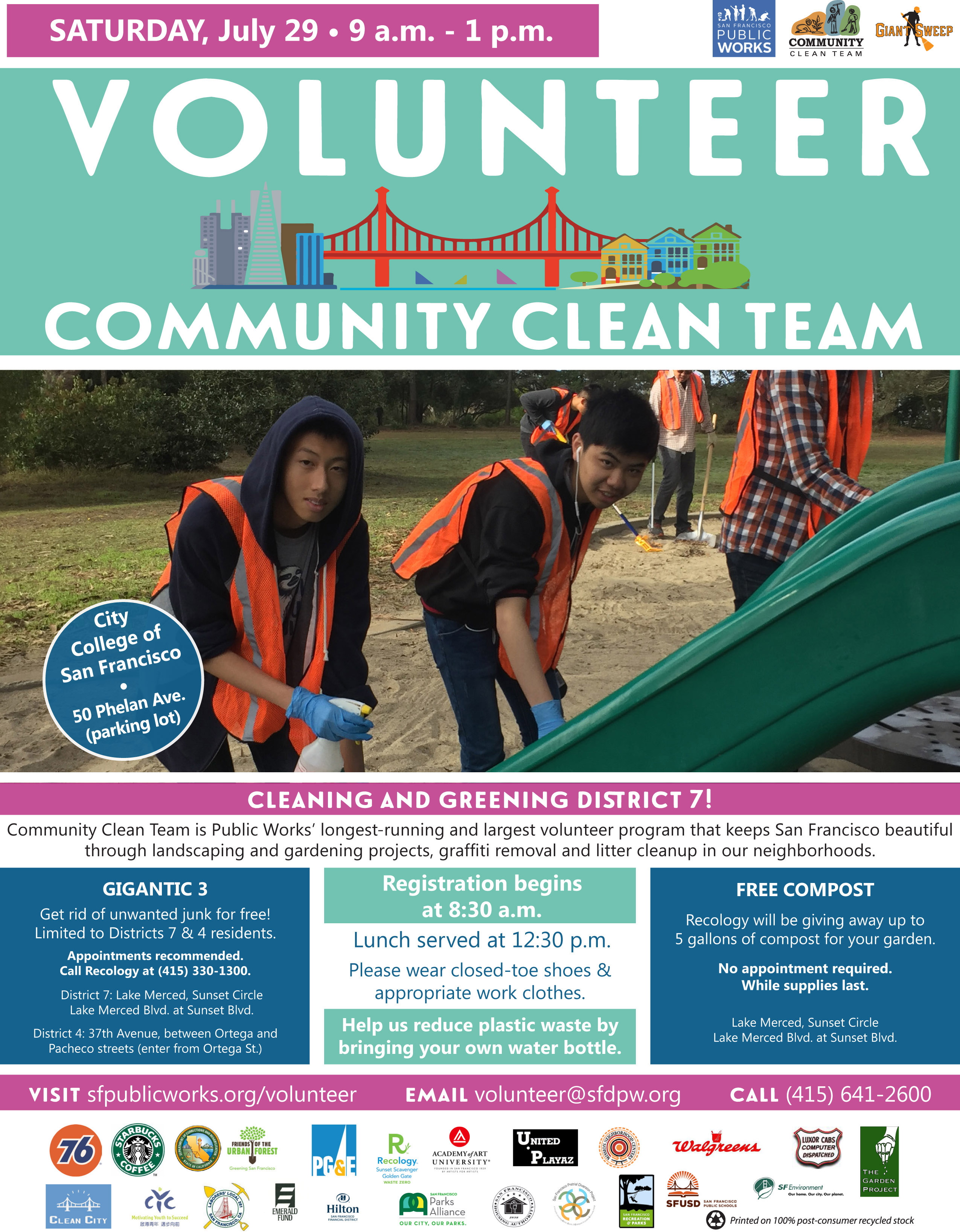 July 29: DPW’s Clean Team event at CCSF Ocean Campus – Sunnyside ...